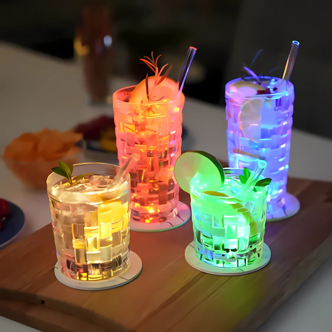 LED Glass Coasters | Colourful Lighting